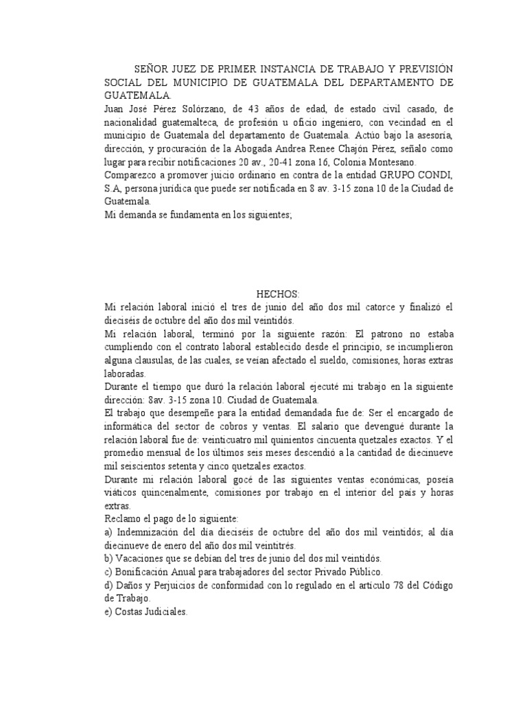 Modelo de Una Demanda | PDF | Guatemala