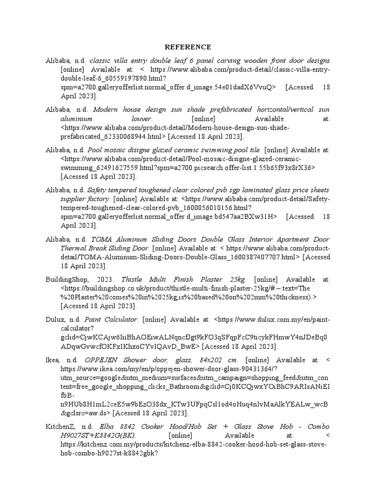 Reference List | PDF | Window | Door