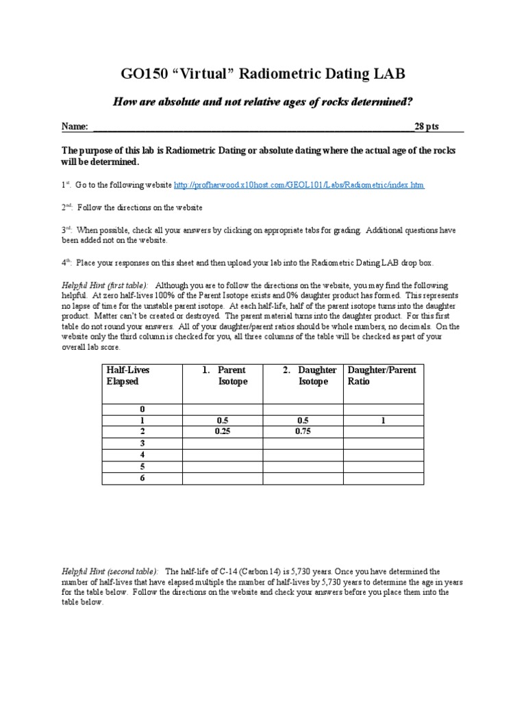 Radiometric Dating LAB Updated | PDF | Nuclear Physics | Sets Of ...