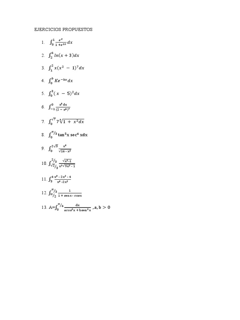 Ejercicios de Integrales Avanzadas | PDF | Métodos y materiales de ...