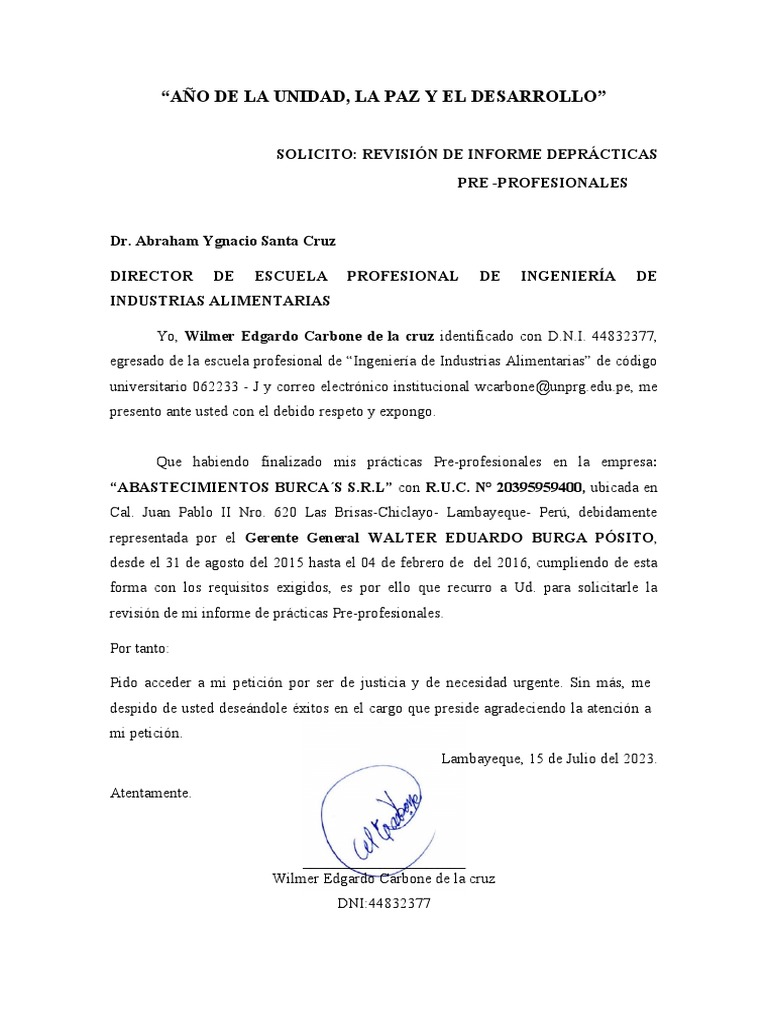 Solicitud de Revisión de Informe de Prácticas Preprofesionales-Valencia ...