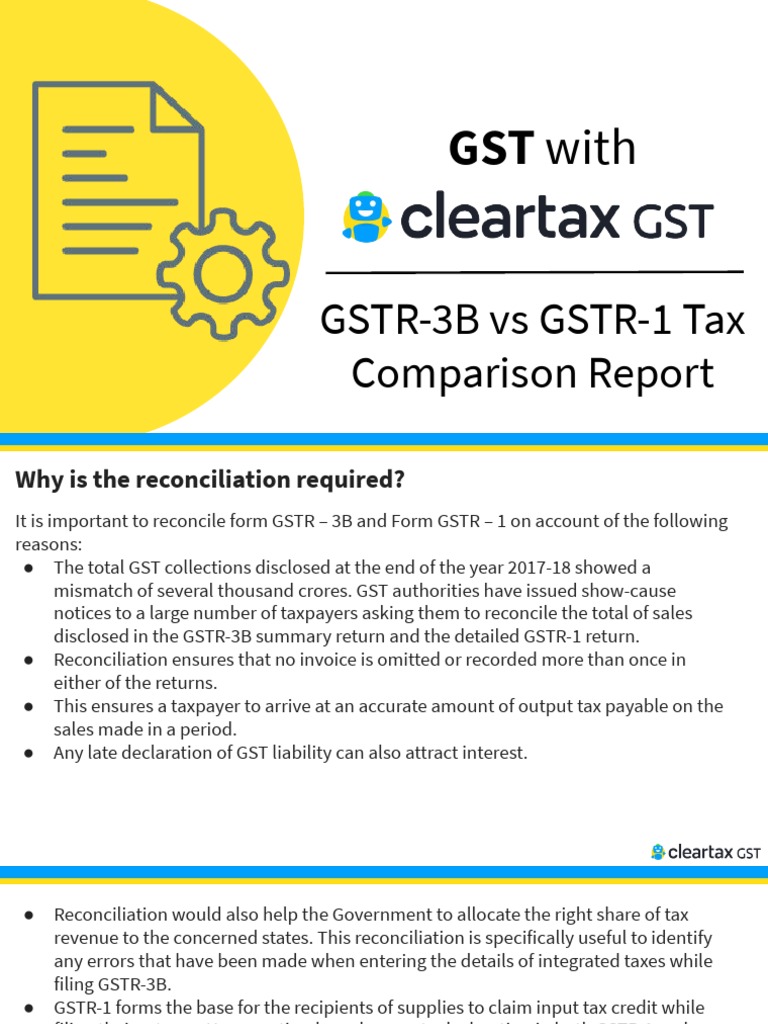 GSTR 3B Vs GSTR 1 Tax Comparison Report 2 | PDF | Taxes | Taxation