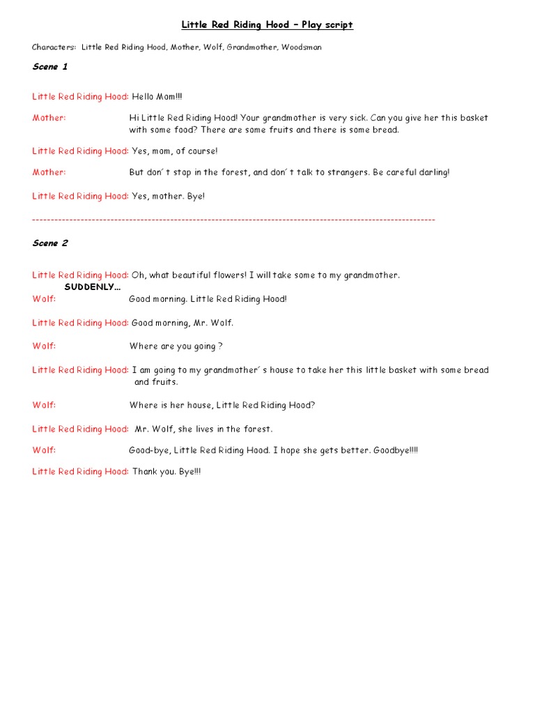 Little Red Riding Hood Play Script | PDF | Little Red Riding Hood