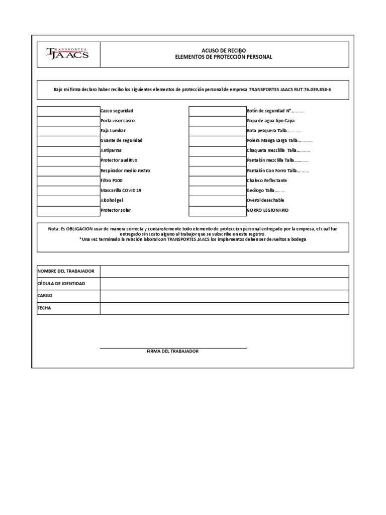 Acuso Recibo Epp | PDF