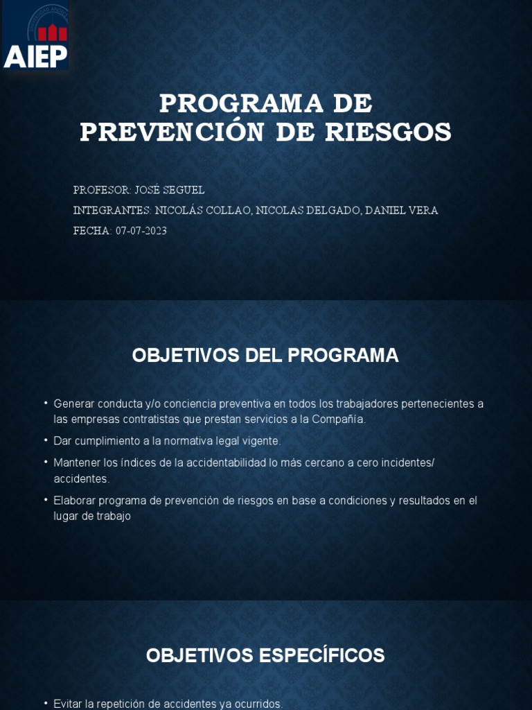 Programa de Prevencion de Riesgos | PDF
