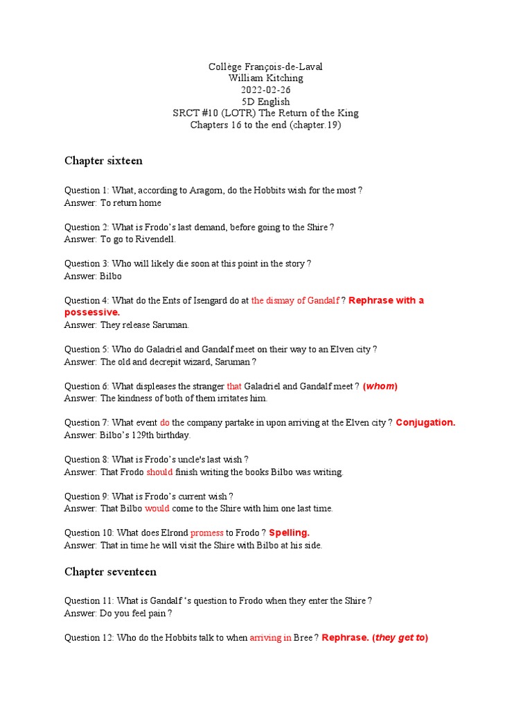 William Kitching #10 Corrected | PDF | Bilbo Baggins | The Lord Of The ...