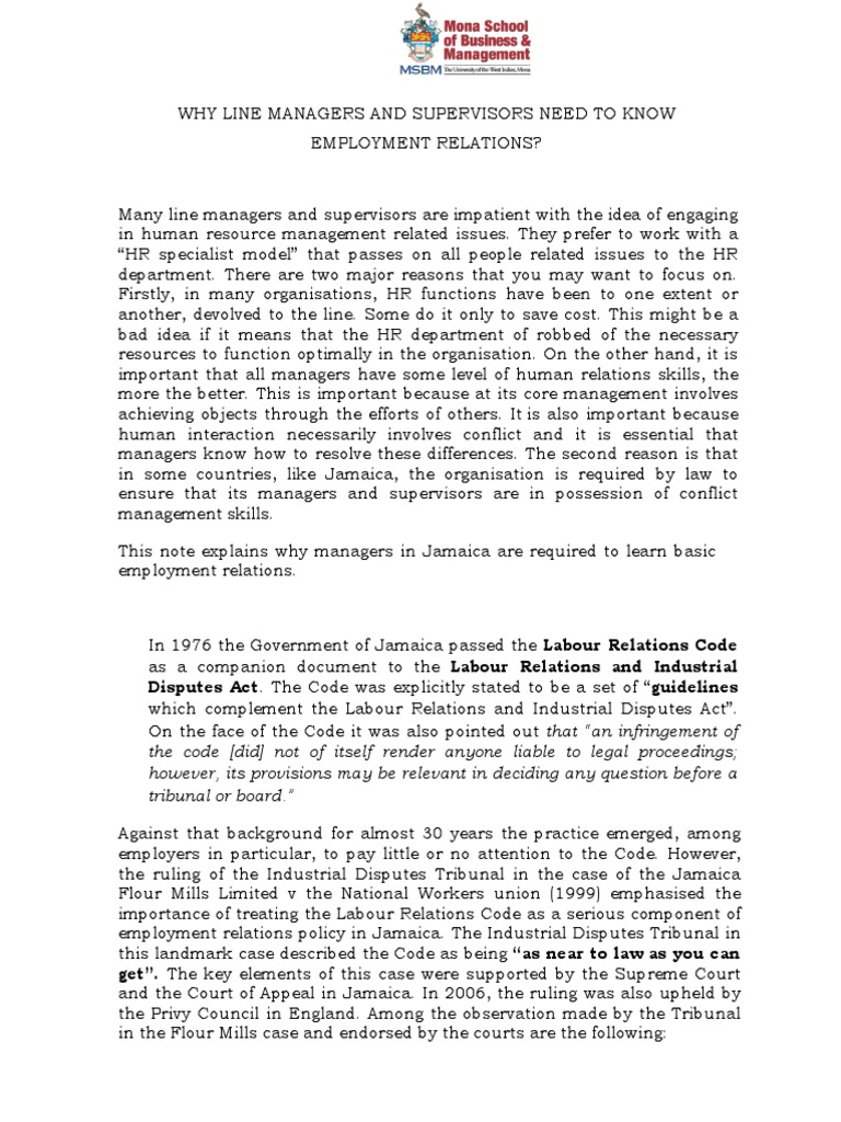Importance of Employment Relations for Managers | PDF | Employment | Labour Law