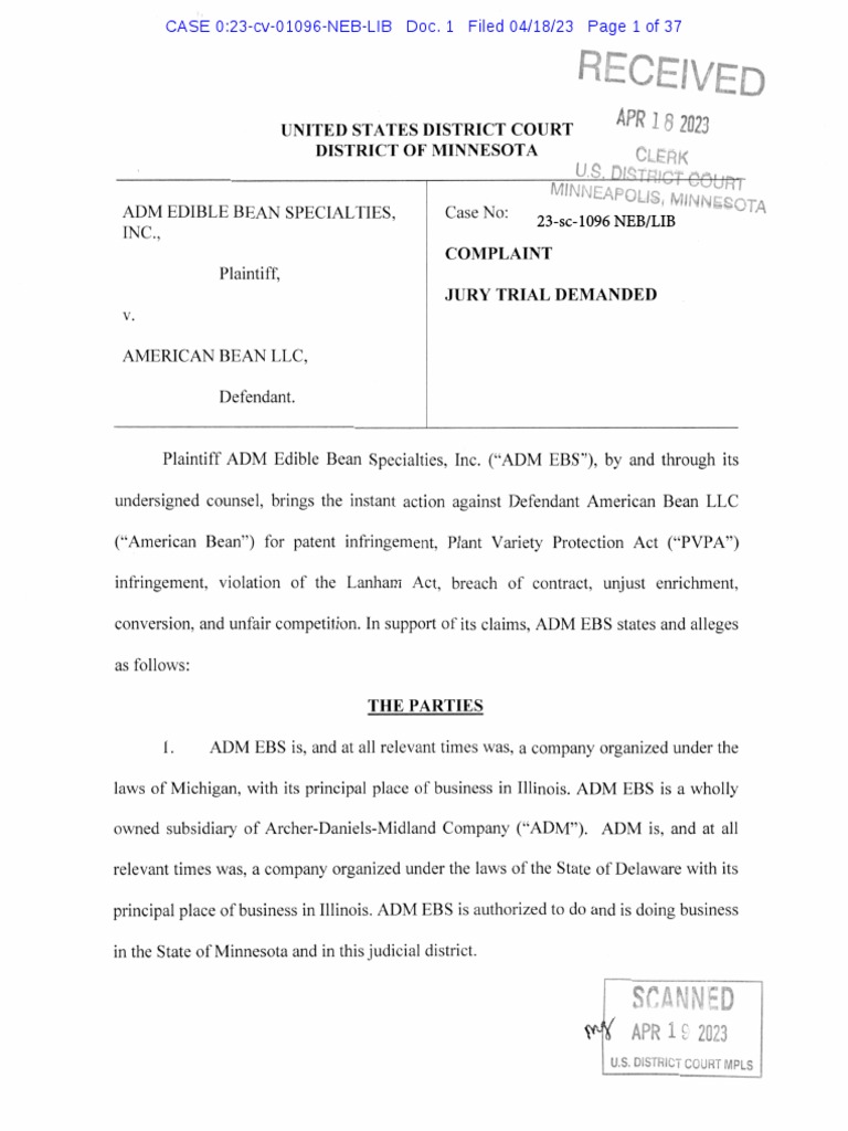 ADM Bean Lawsuit Overview | PDF