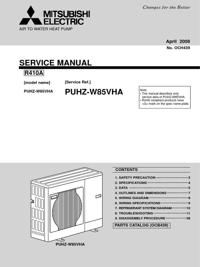 Mitsubishi Puhz W85vha | PDF | Pump | Continuum Mechanics