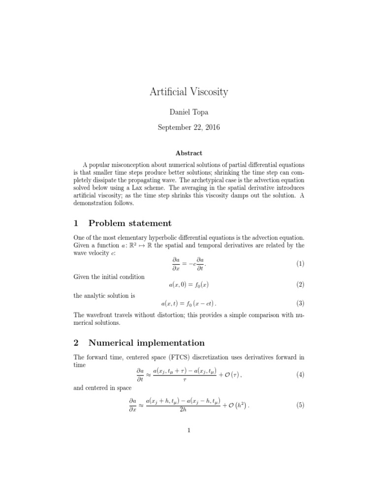 Artificial Viscosity | PDF | Waves | Numerical Analysis