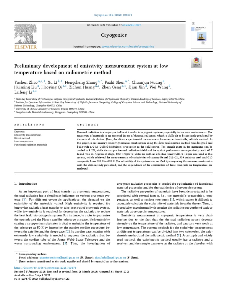 Cryogenic Emissivity System Design | PDF | Infrared | Heat Transfer