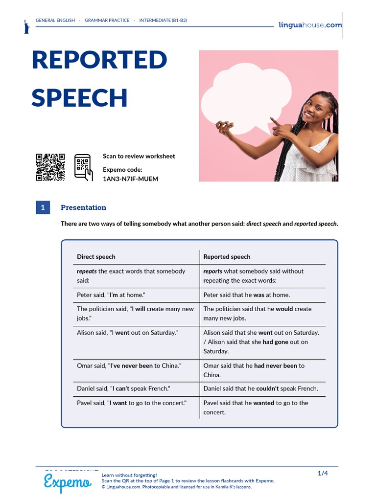 Reported Speech American English Student | PDF | Linguistics