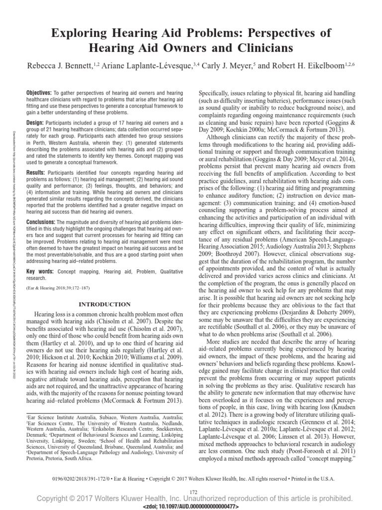 2018 Exploring Hearing Aid Problems Perspectives of | PDF | Hearing ... 2018 Exploring Hearing Aid Problems Perspectives of | PDF | Hearing ...