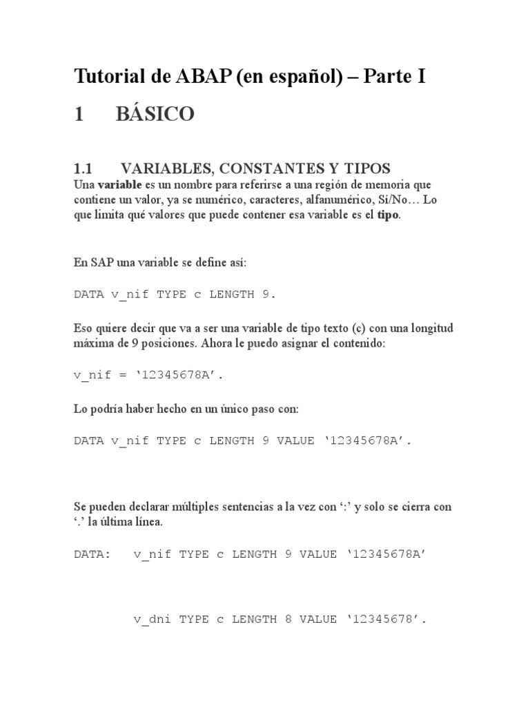 Tutorial de ABAP Basico | PDF | Programa de computadora | Programación