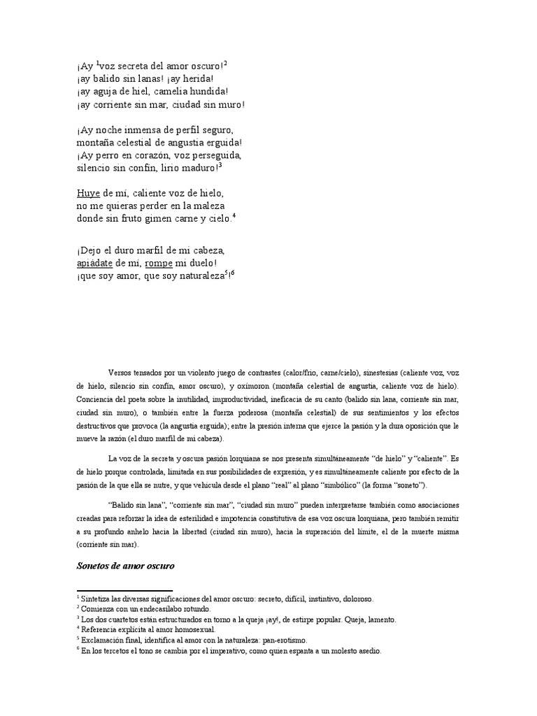 Sonetos de Amor Oscuro, Federico García Lorca | PDF | Federico García ...