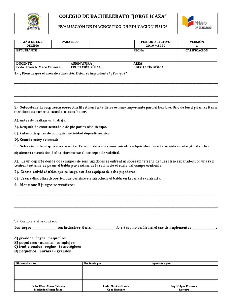 Prueba de Diagnostico Decimo | PDF