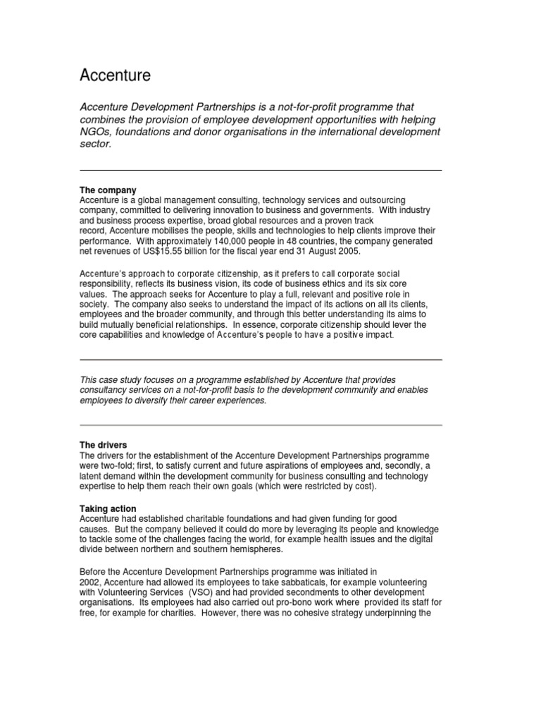 Accenture | PDF | Corporate Social Responsibility | Non Governmental ...