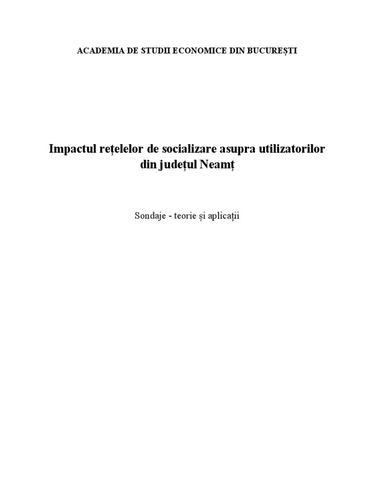 Model Proiect Sondaje-Teorie Și Aplicații | PDF
