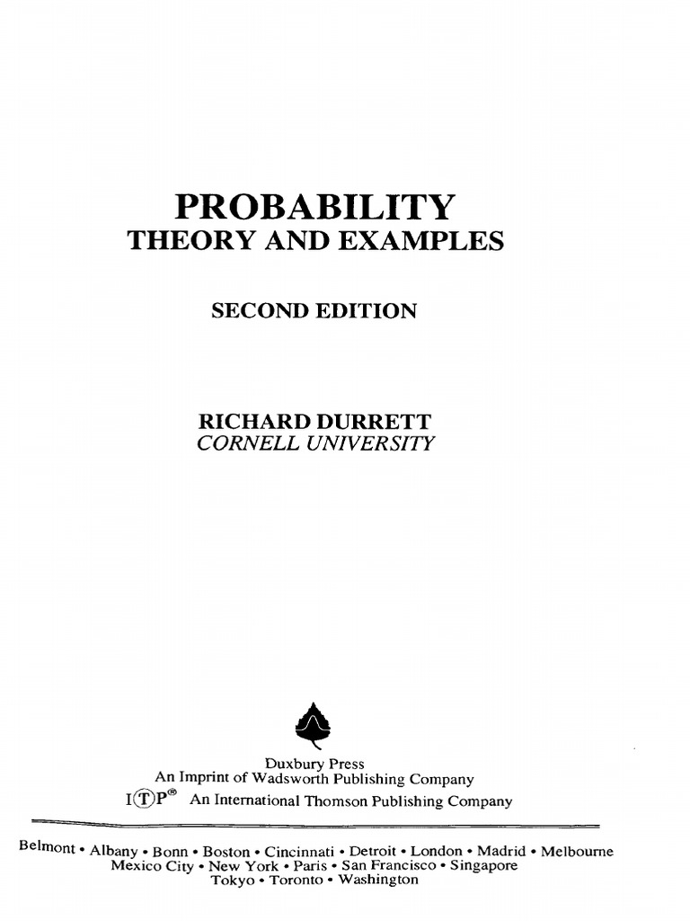 Durrett - Probability Theory, Theory and Examples | PDF