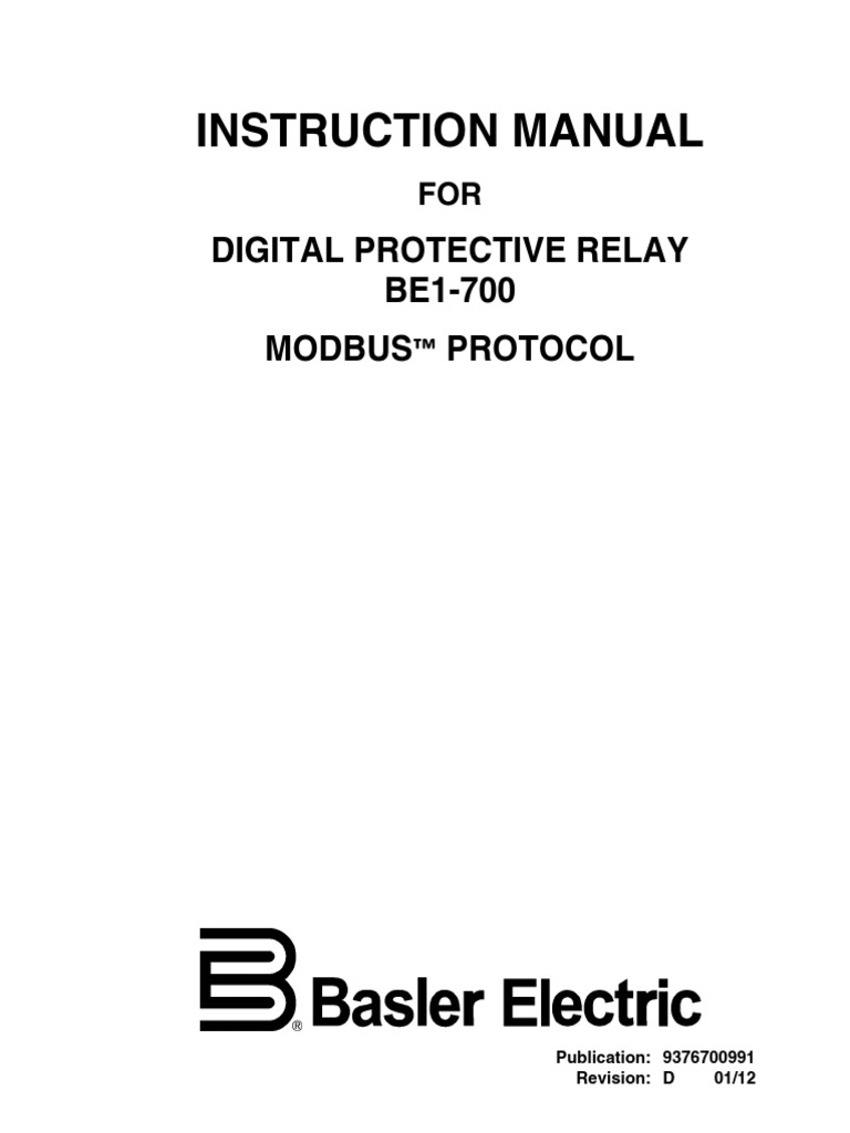 Instruction Manual: Digital Protective Relay BE1-700 Modbus ™ Protocol | PDF | Ip Address ...
