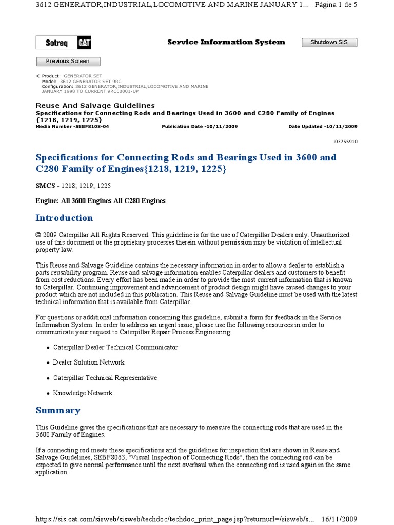SMC-IMG-Specifications For Connecting Rods and Bearings Used in 3600 and C280 Family of Engines ...