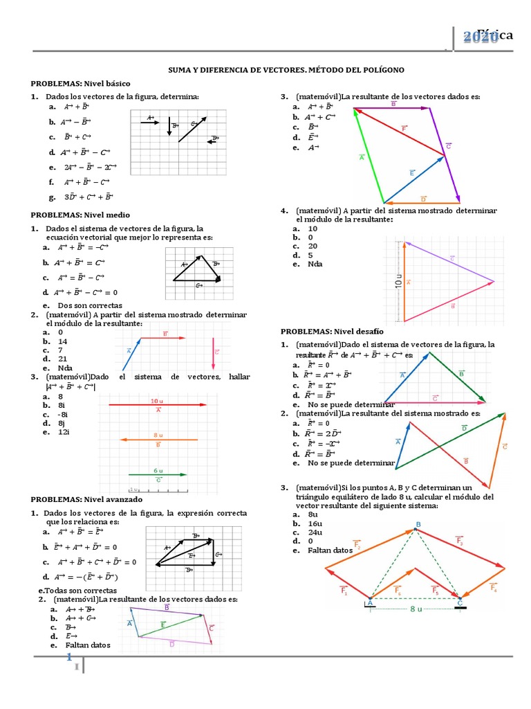 Ejercicios de Vectores Metodo Del Poligono | PDF | Vector Euclidiano | Matemáticas
