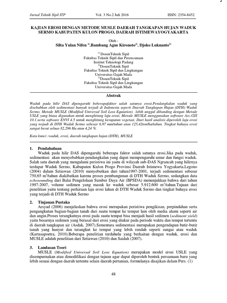 Jurnal - EROSI MUSLE Waduk Sermo | PDF