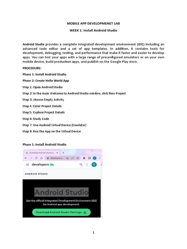 Mobile App Developmenet Lab Manual-1 | Download Free PDF | Android (Operating System) | Mobile App