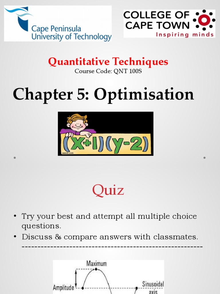 QT Chap5 Optimisation | PDF | Area | Equations