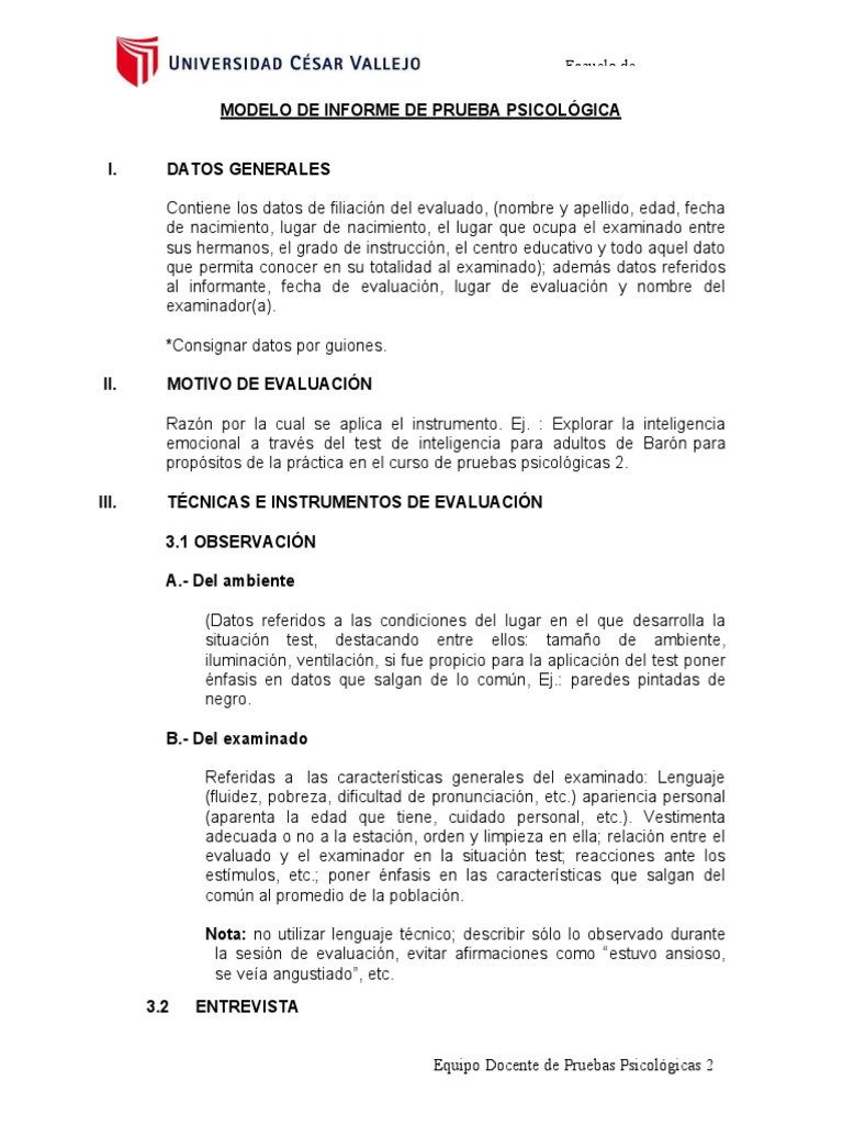 FORMATO-DE-INFORME-DE-PRUEBA-PSICOLÓGICAS - Pràctica - Tagged | PDF | Sicología | Inteligencia