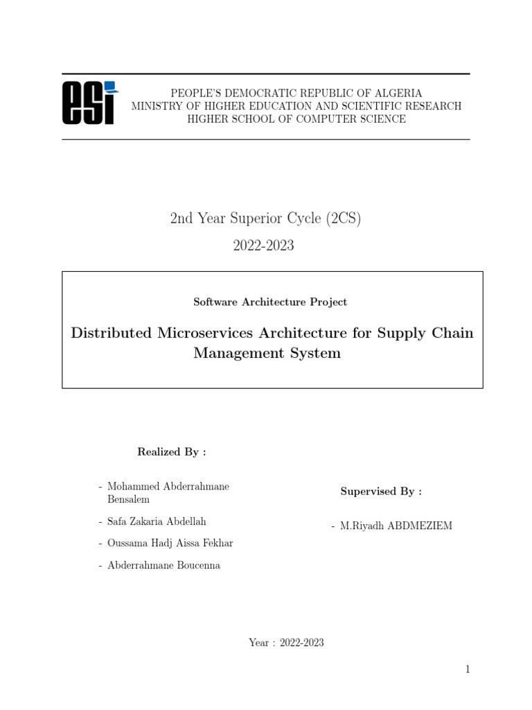 Distributed Microservices Architecture For Supply Chain Management System Pdf Scalability