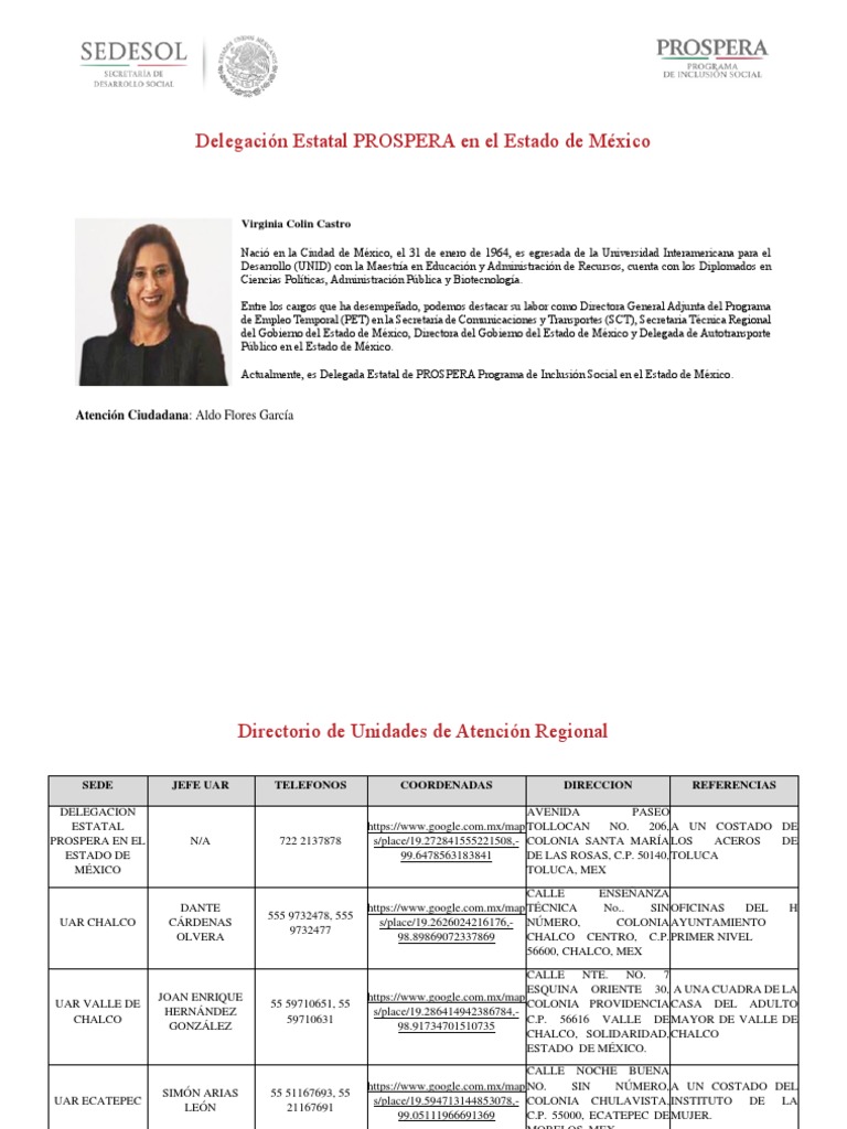 Oficinas del Programa PROSPERA en Edomex | PDF | México
