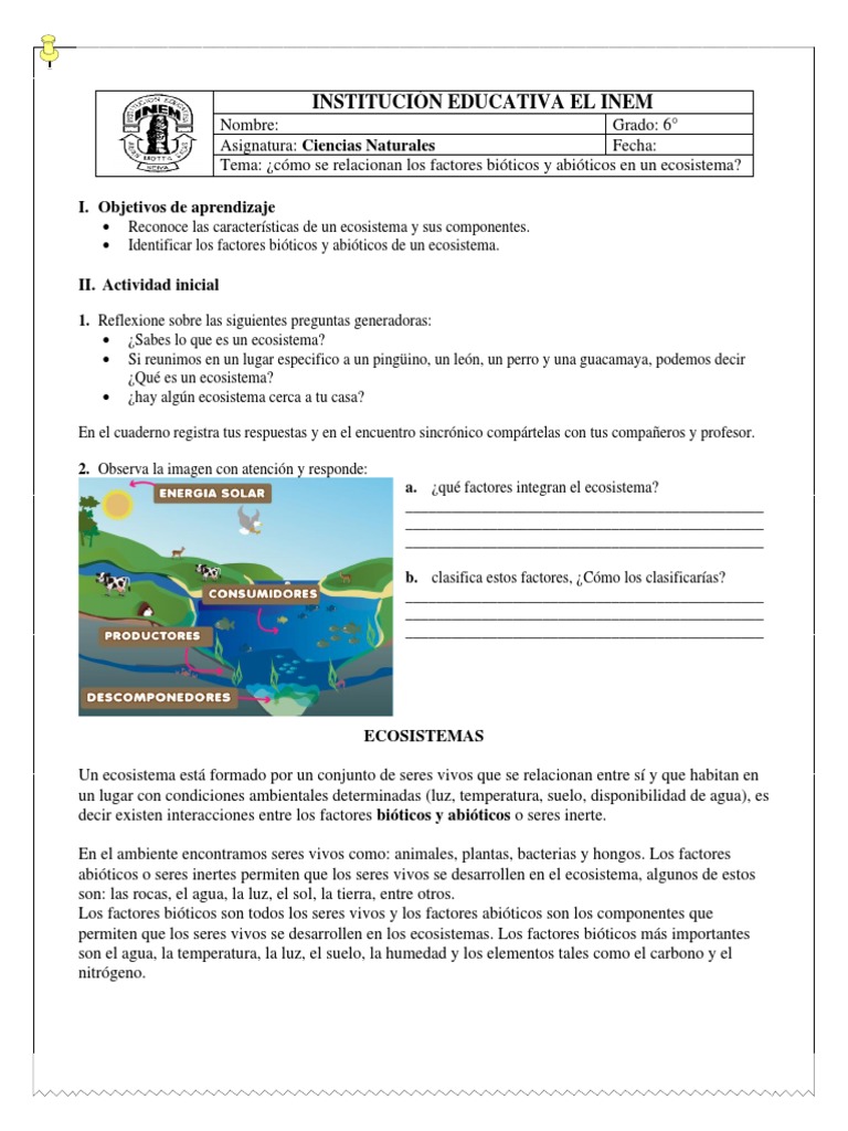 FACTORES BIÓTICOS Y ABIÓTICOS | PDF | Ecosistema | Entorno natural