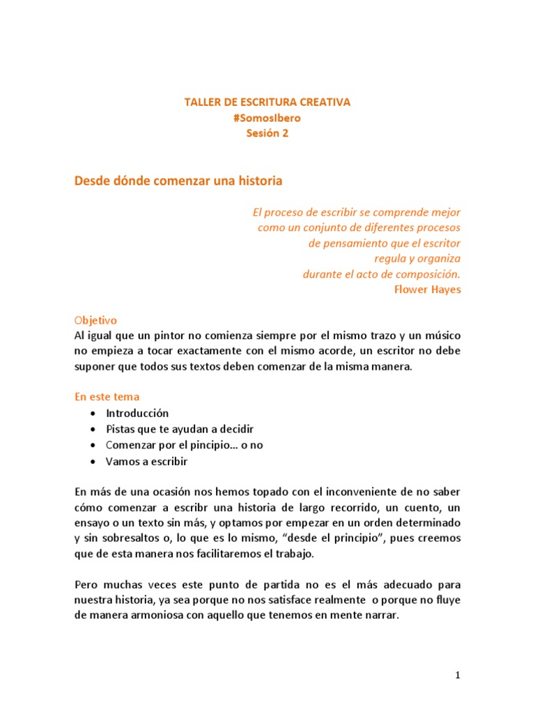 2 Sesion - Desde Doìnde Comenzar Una Historia | PDF | Narración