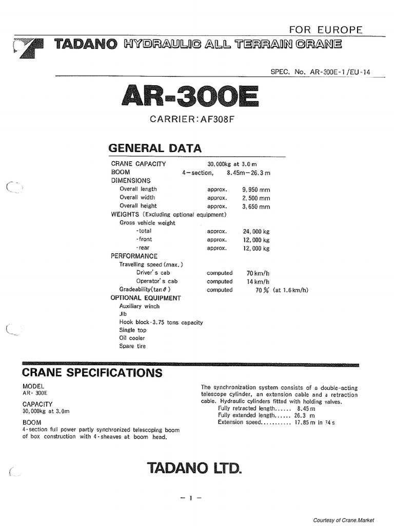Tadano AR 300 E | PDF