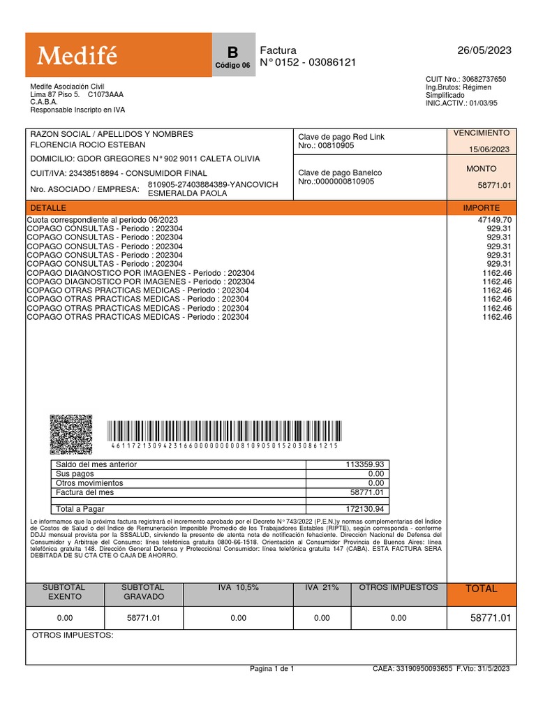 Factura FA 0152 B 03086121 | PDF | Economias