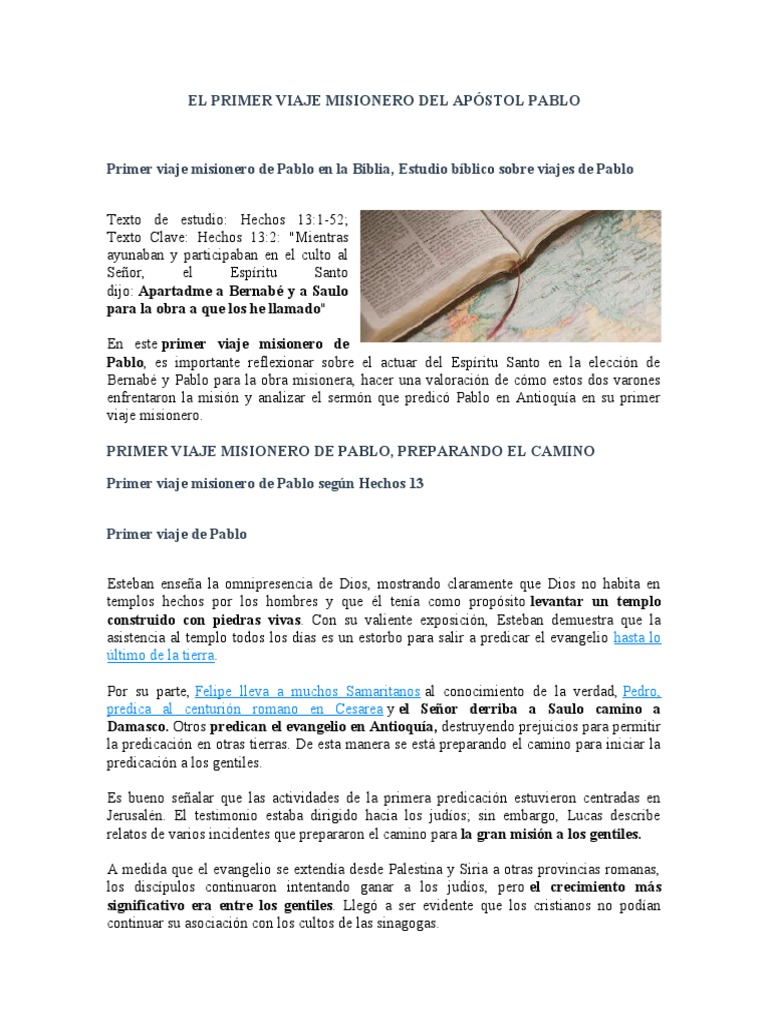 El Primer Viaje Misionero Del Apóstol Pablo | PDF | Pablo el apóstol ...