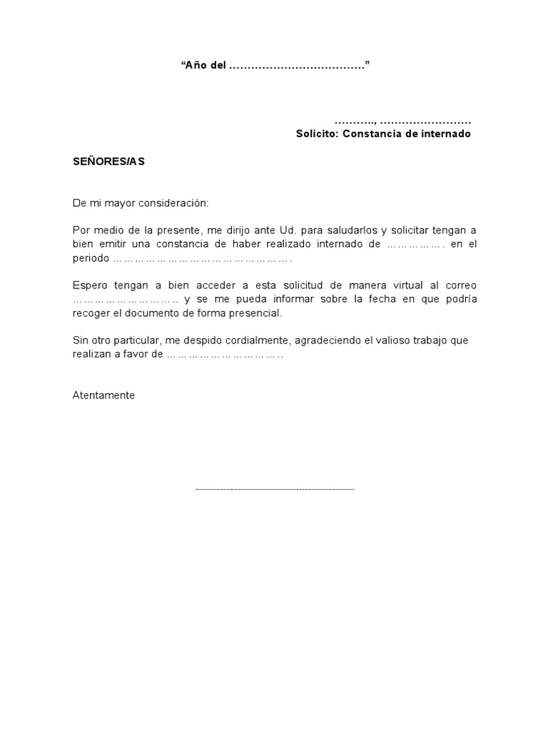 Solicitud de Constancia de Internado | PDF