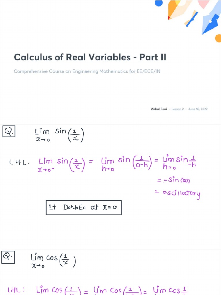 Calculus Of Real Variables Part Ii With Anno Pdf 0649