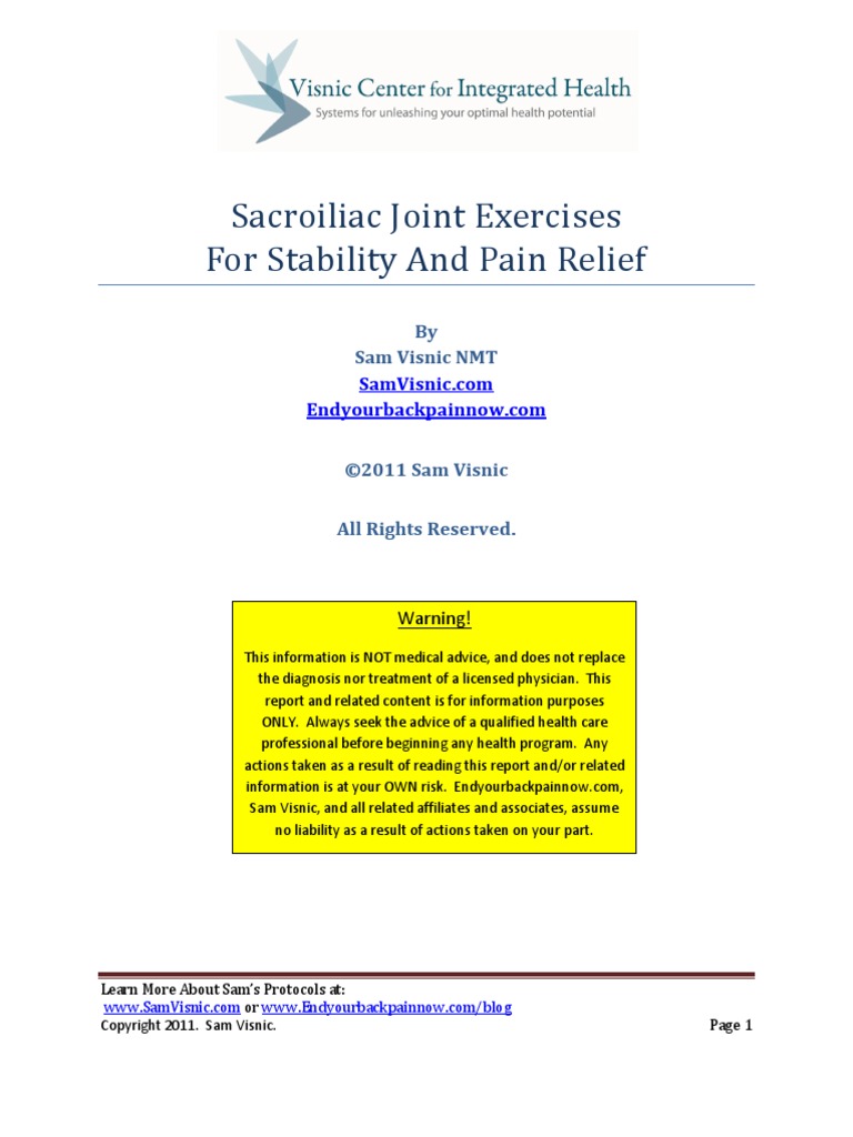 Sacroiliac Joint Exercises For Back Pain Relief | PDF | Pelvis | Abdomen