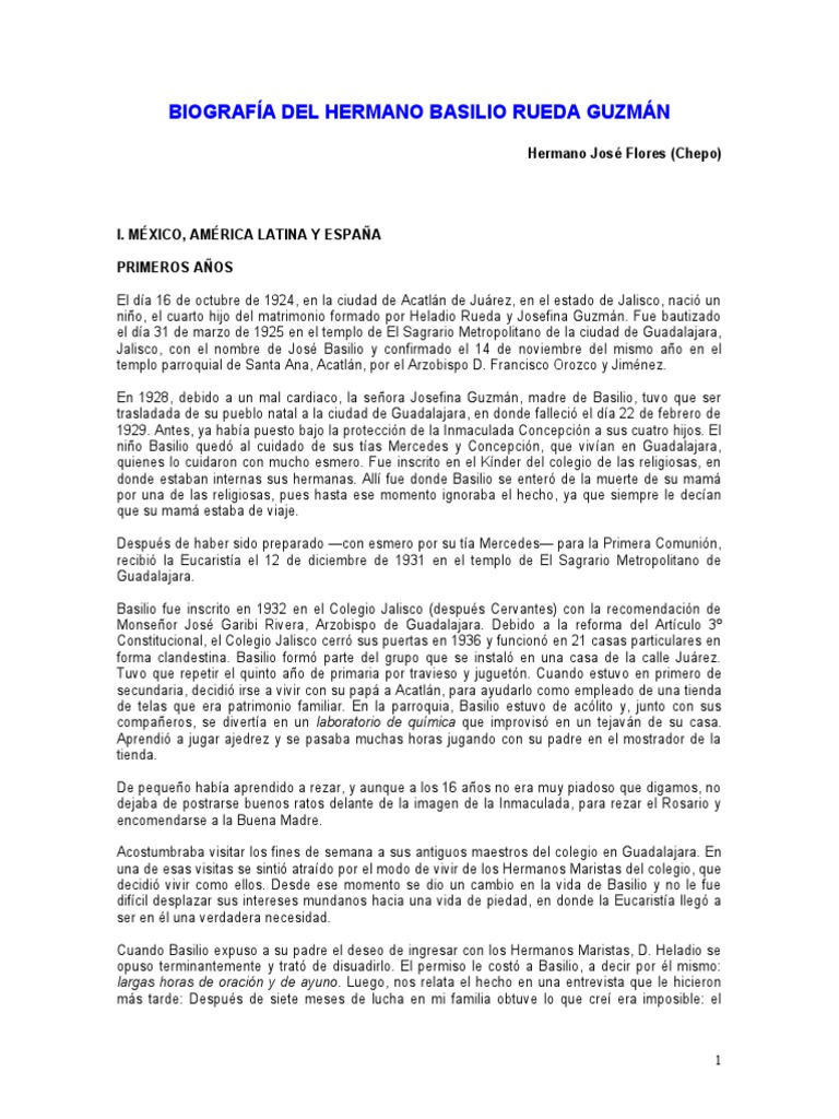 Biografia Basilio Rueda - Chepo - ES | PDF | Oración | Amor
