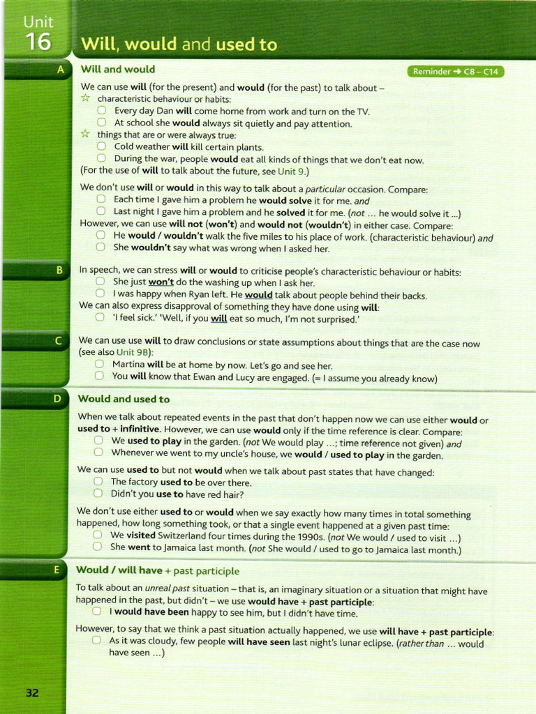 Adv. Gr. in Use - Wil, Would, Used To | PDF