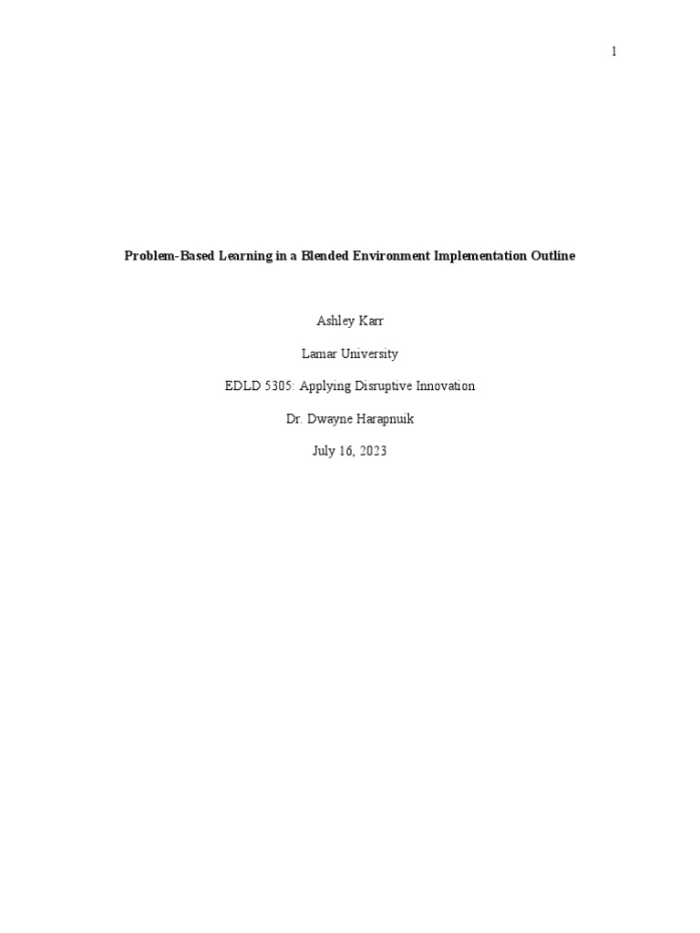 5305 Implementation Outline | PDF | Teachers | Learning