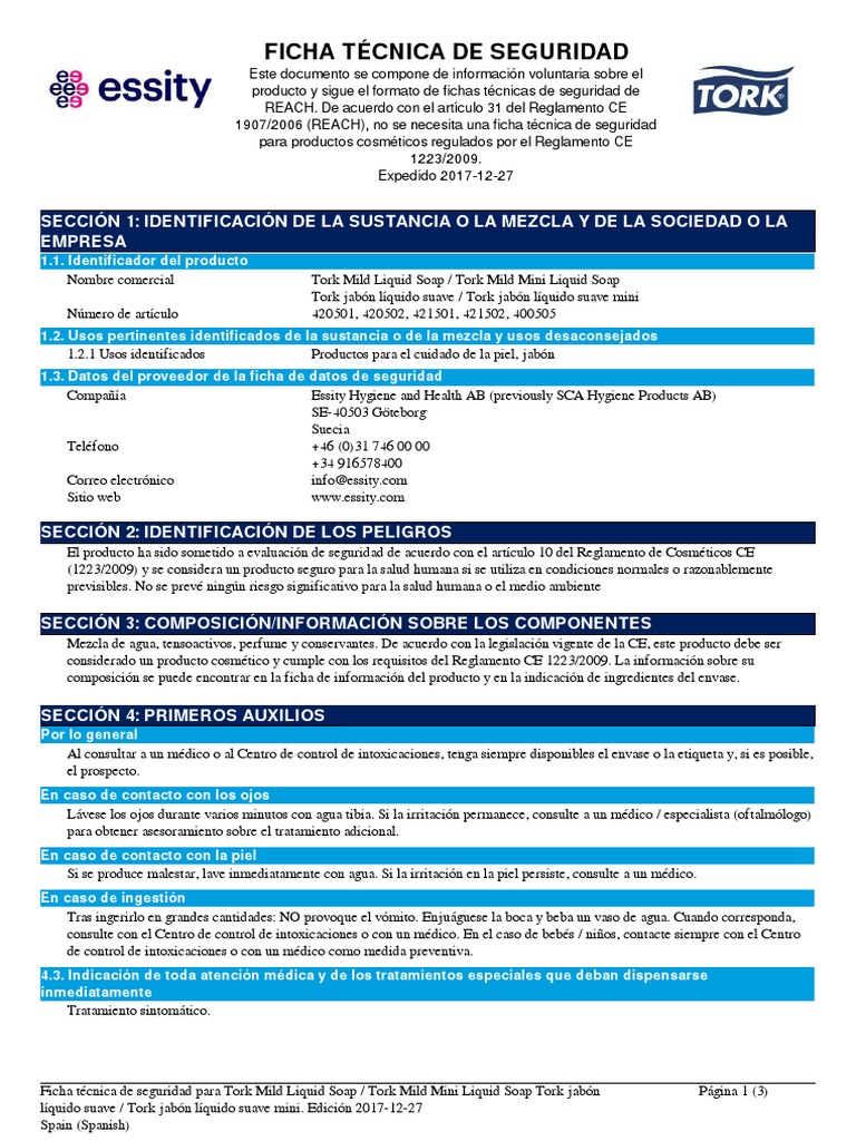 80500-ficha-de-seguridad jabon dispensador | PDF | Reciclaje | Agua