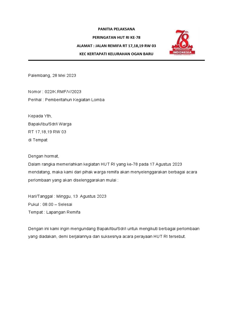 Surat Izin Lomba Fix | PDF