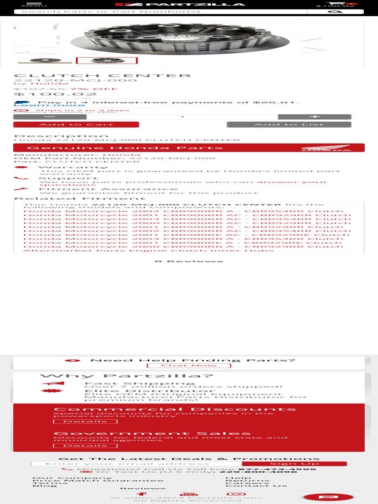 Honda 22120-Mcj-000 - Clutch Center | PDF | Honda | Motorcycle
