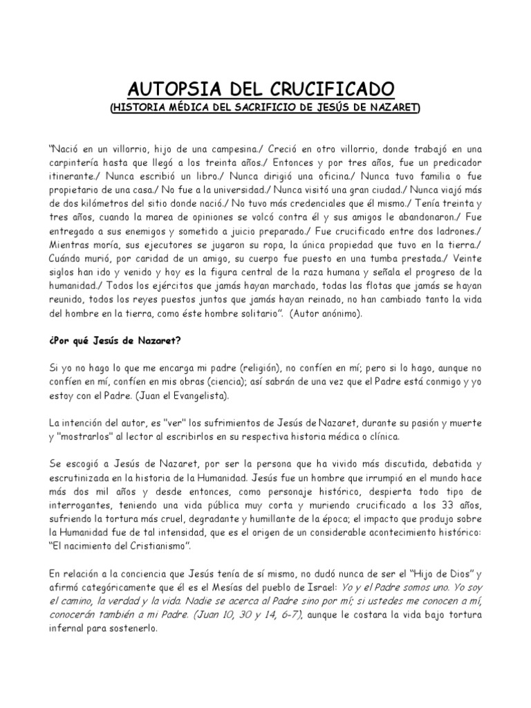 Autopsia Del Crucificado | PDF | Crucifixion de jesus | Jesús