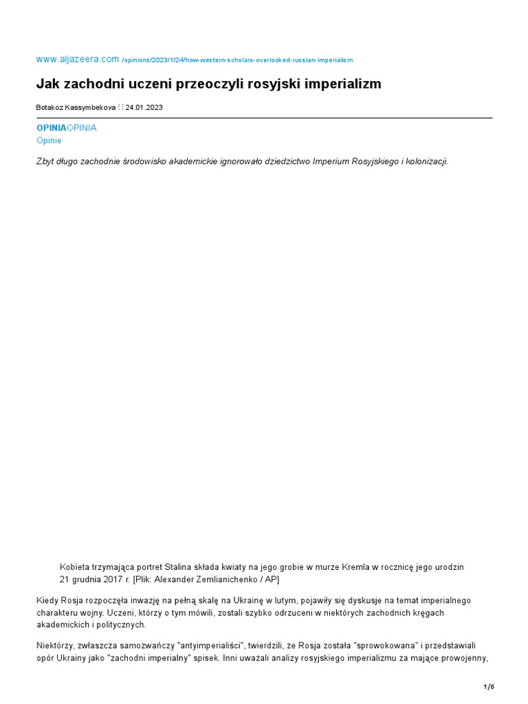 Jak Zachodni Uczeni Przeoczyli Rosyjski Imperializm | PDF