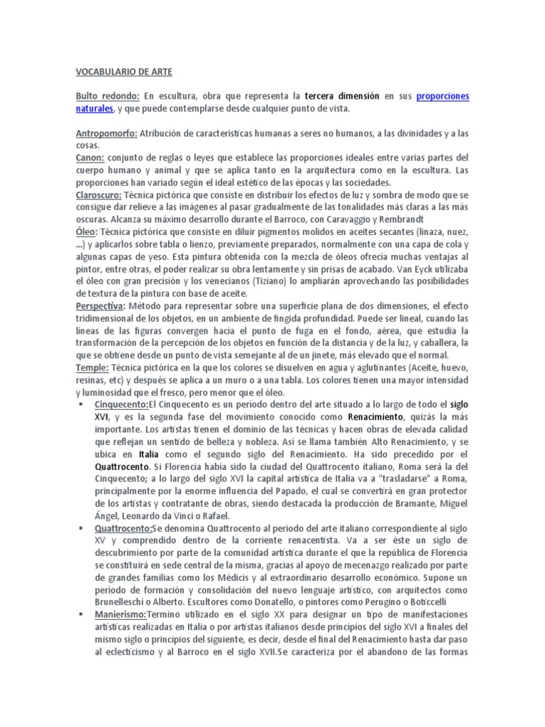 Vocabulario de Arte | PDF | Pinturas | Pintura al óleo