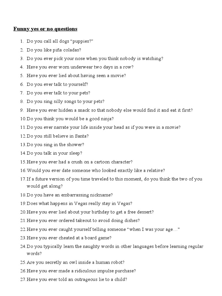 Funny Yes or No Questions | PDF